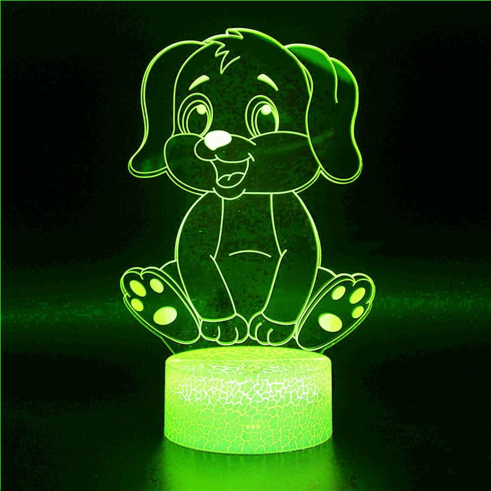 3D Dog Night Light Table Desk Optical Illusion Lamps 7 Color Changing ...
