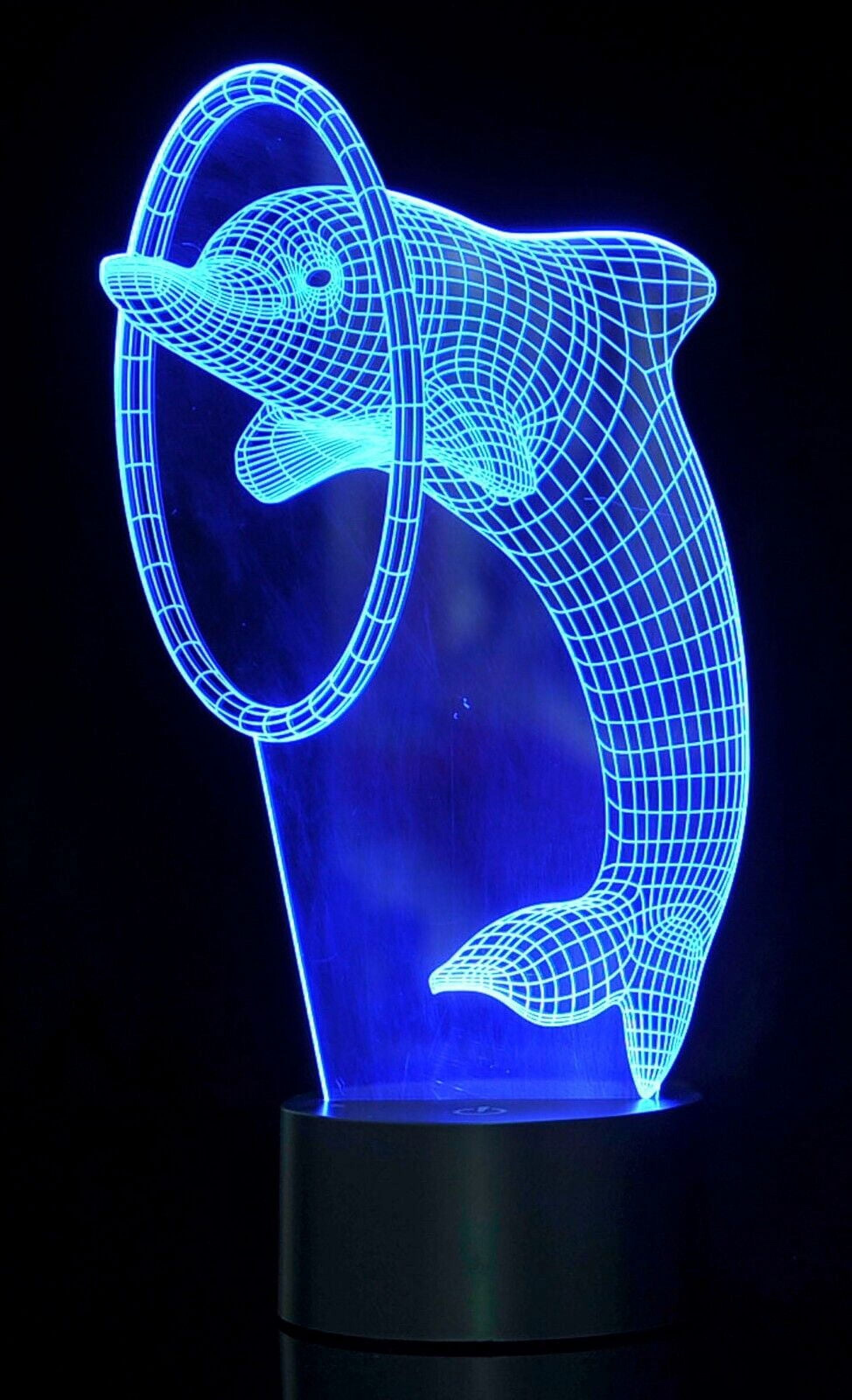 3D Dolphin Cut Precision Acrylic Glass LED Night Lights Lamp 7 Color ...