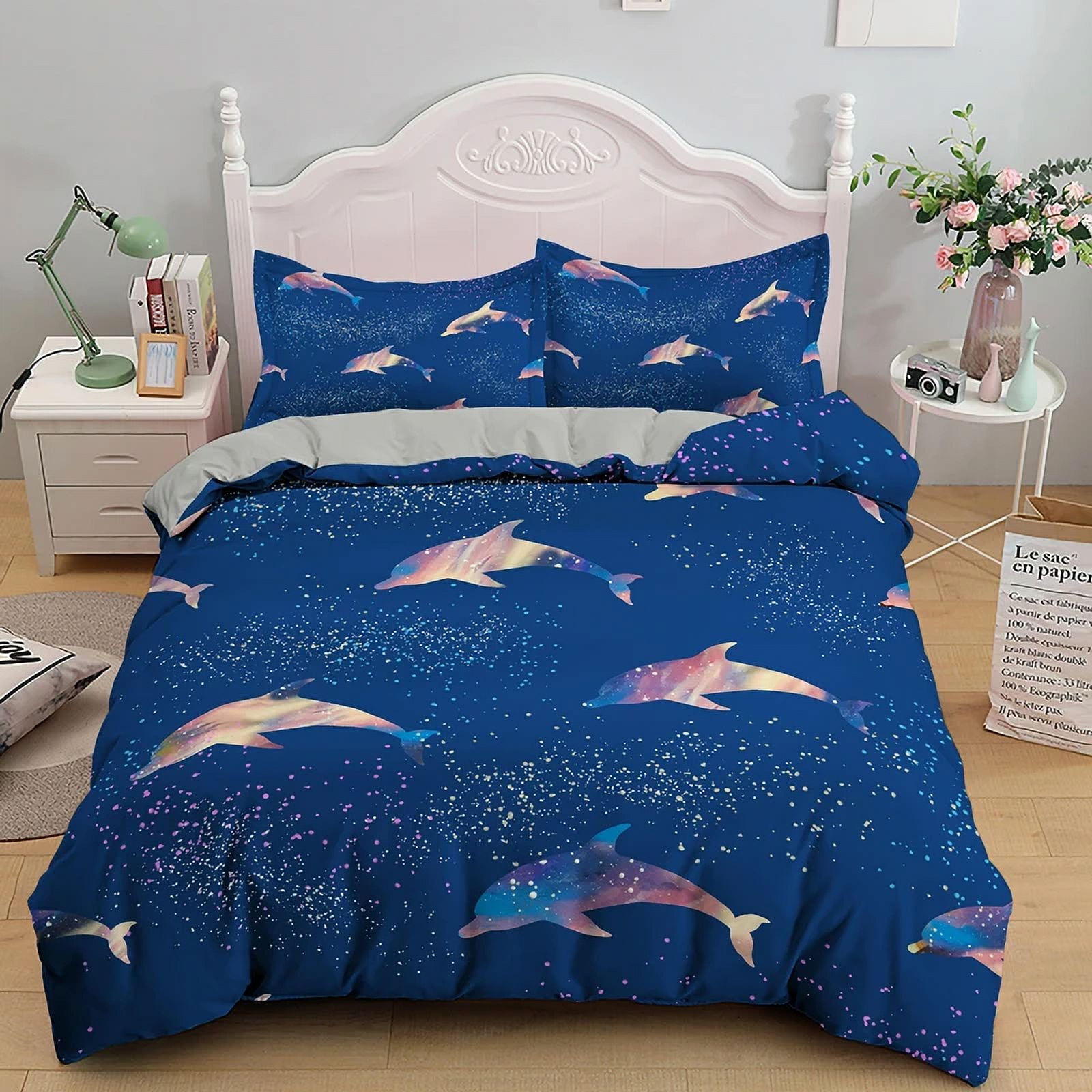3D Dolphin In Blue Sea King Size Bedding Sets Animal Single Quilt Duvet ...