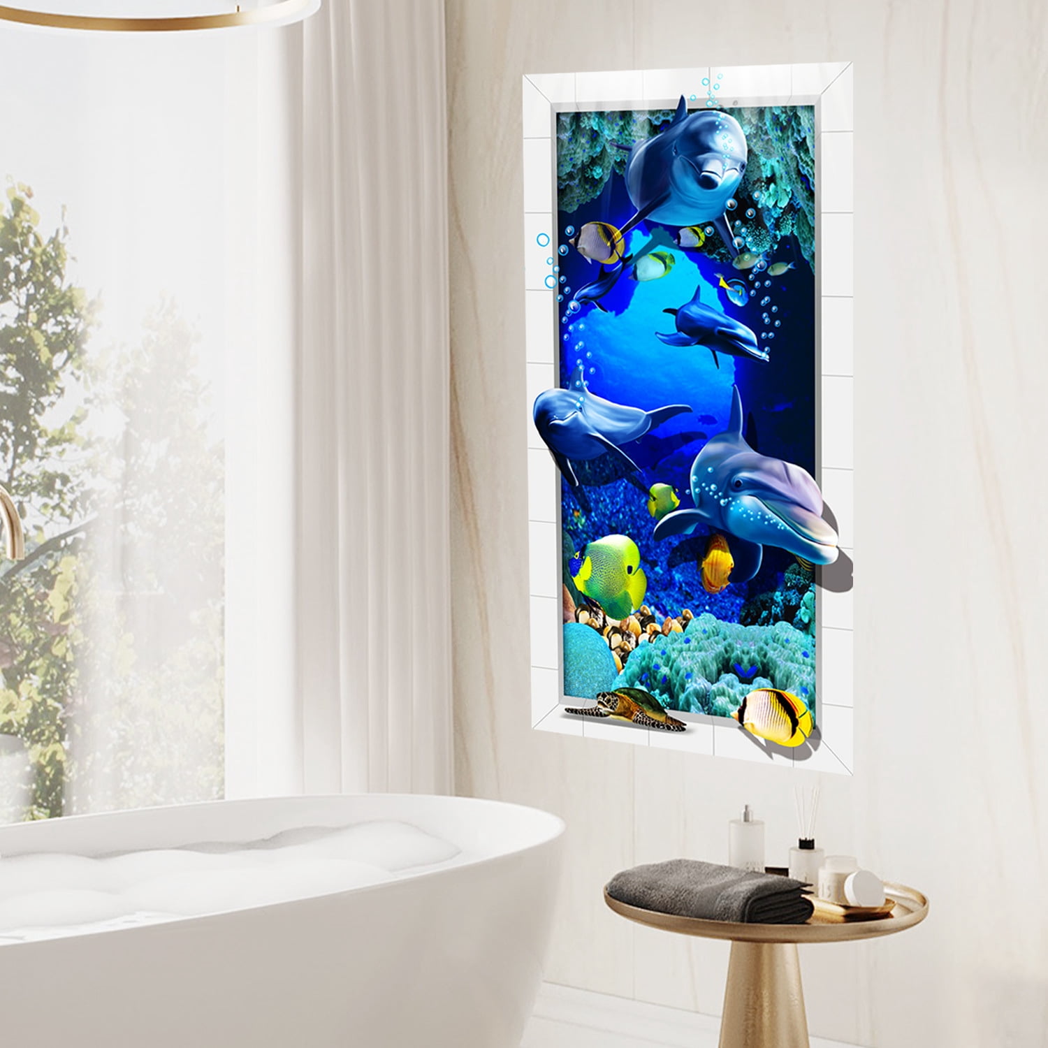 3D Dolphin Wall Decals 22.3 x 11.4 inches Ocean Wall Stickers Vinyl ...