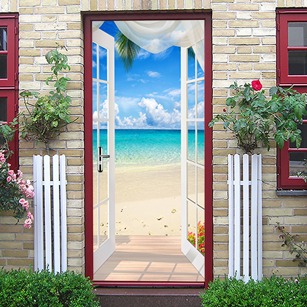 3D Door Decal Abstract Cubism Art Abstract Door Removable Adhesive PVC ...