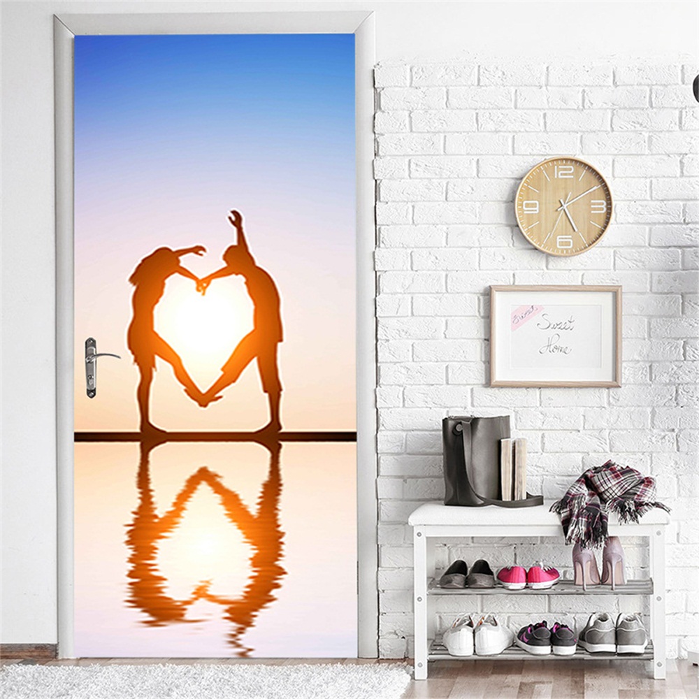 3D Door Decal Abstract Cubism Art Abstract Door Removable Adhesive PVC ...