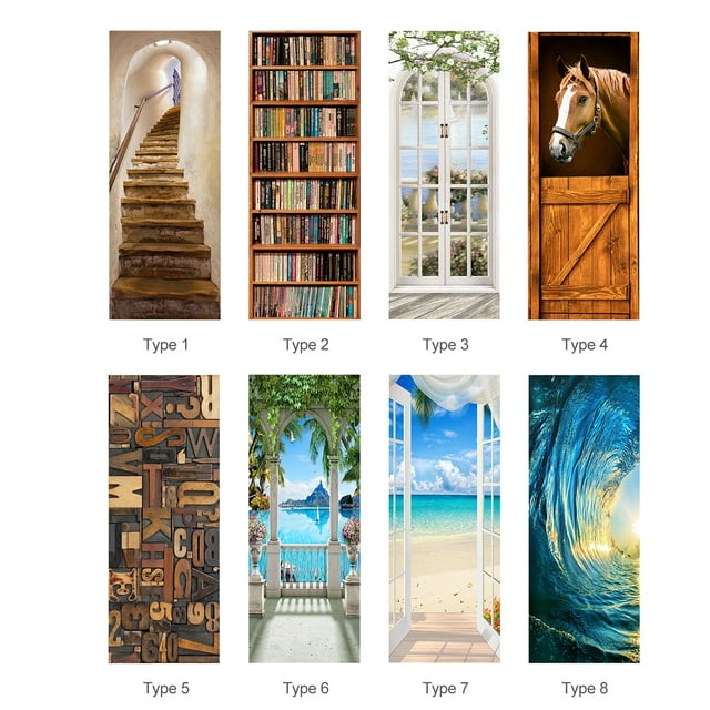 3D Door Mural Door Sticker Removable Self Adhesive Wall Decal Removable ...