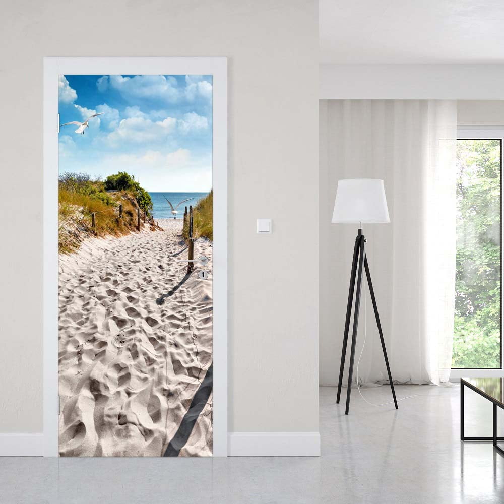 3D Door Sticker Beach Sand Path For Living Room Bedroom PVC Self ...