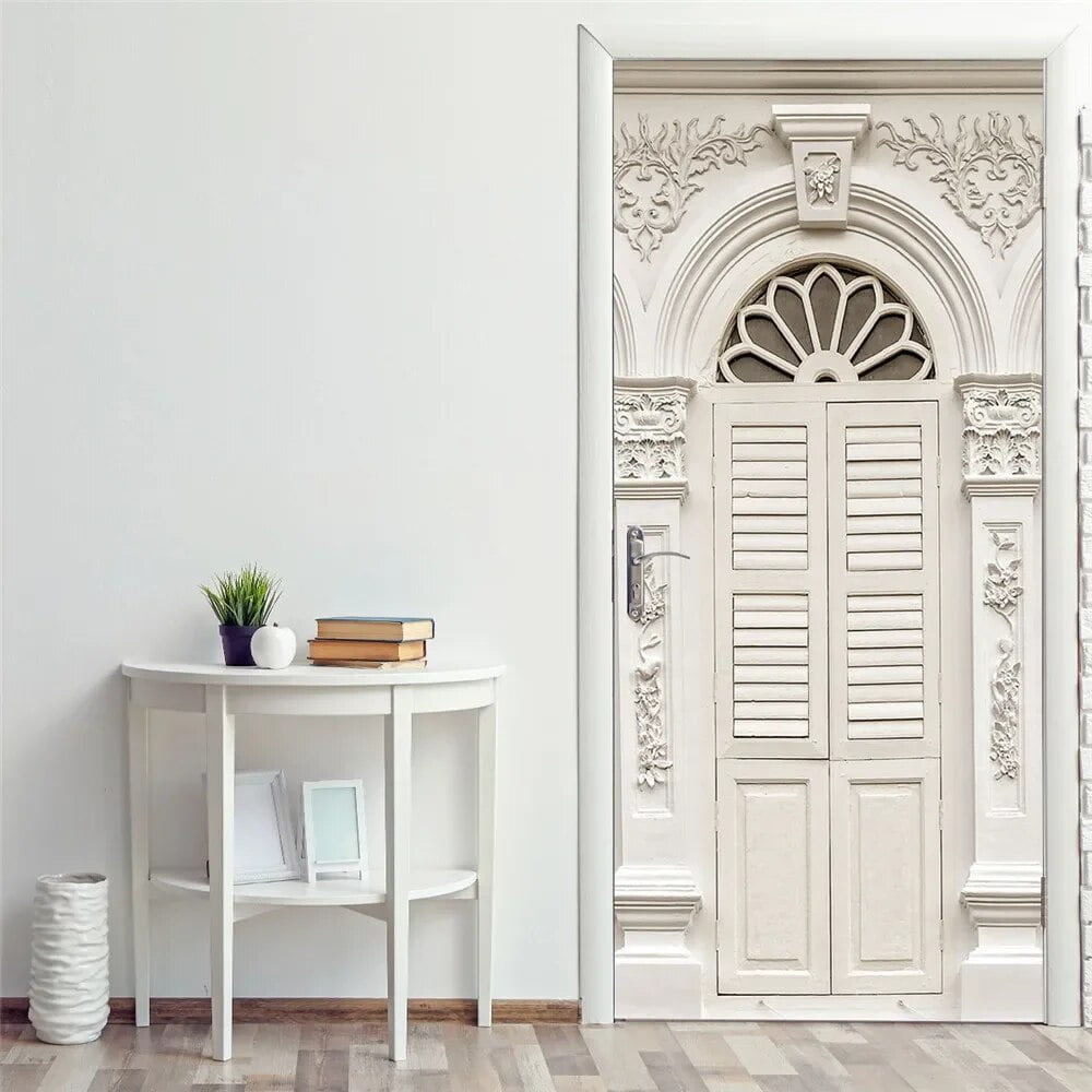 3D Door Sticker DIY Decal Nordic Style Corridor White Self-adhesive ...