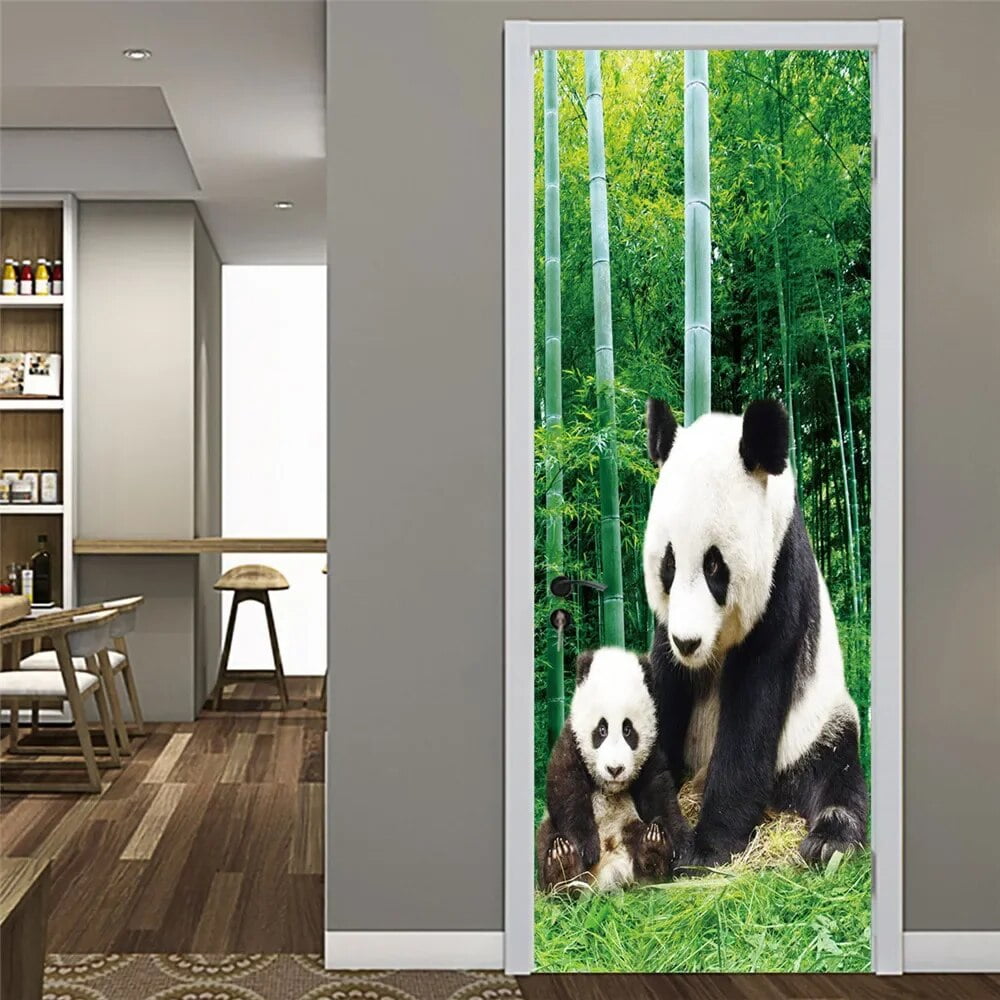 3D Door Sticker DIY Decal Nordic Style Corridor White Self-adhesive ...