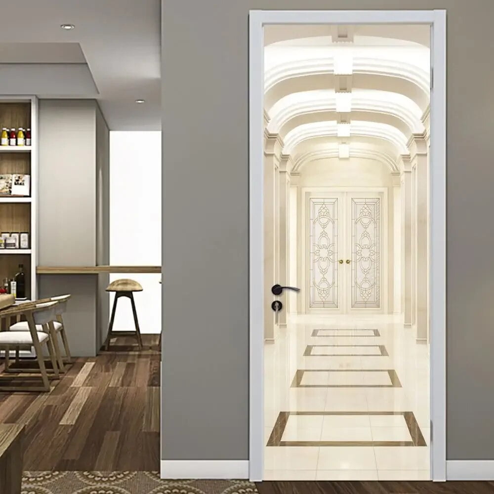 3D Door Sticker DIY Decal Nordic Style Corridor White Self-adhesive ...