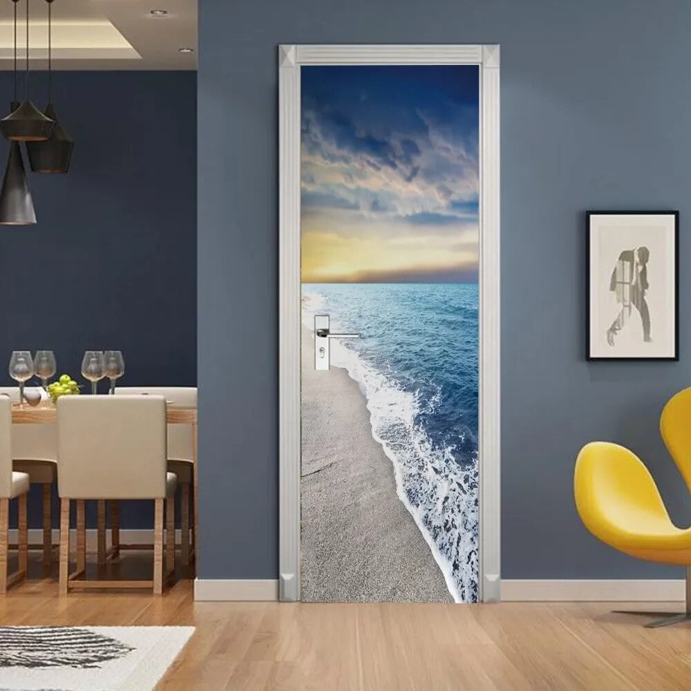 3D Door Sticker DIY Decal Nordic Style Corridor White Self-adhesive ...