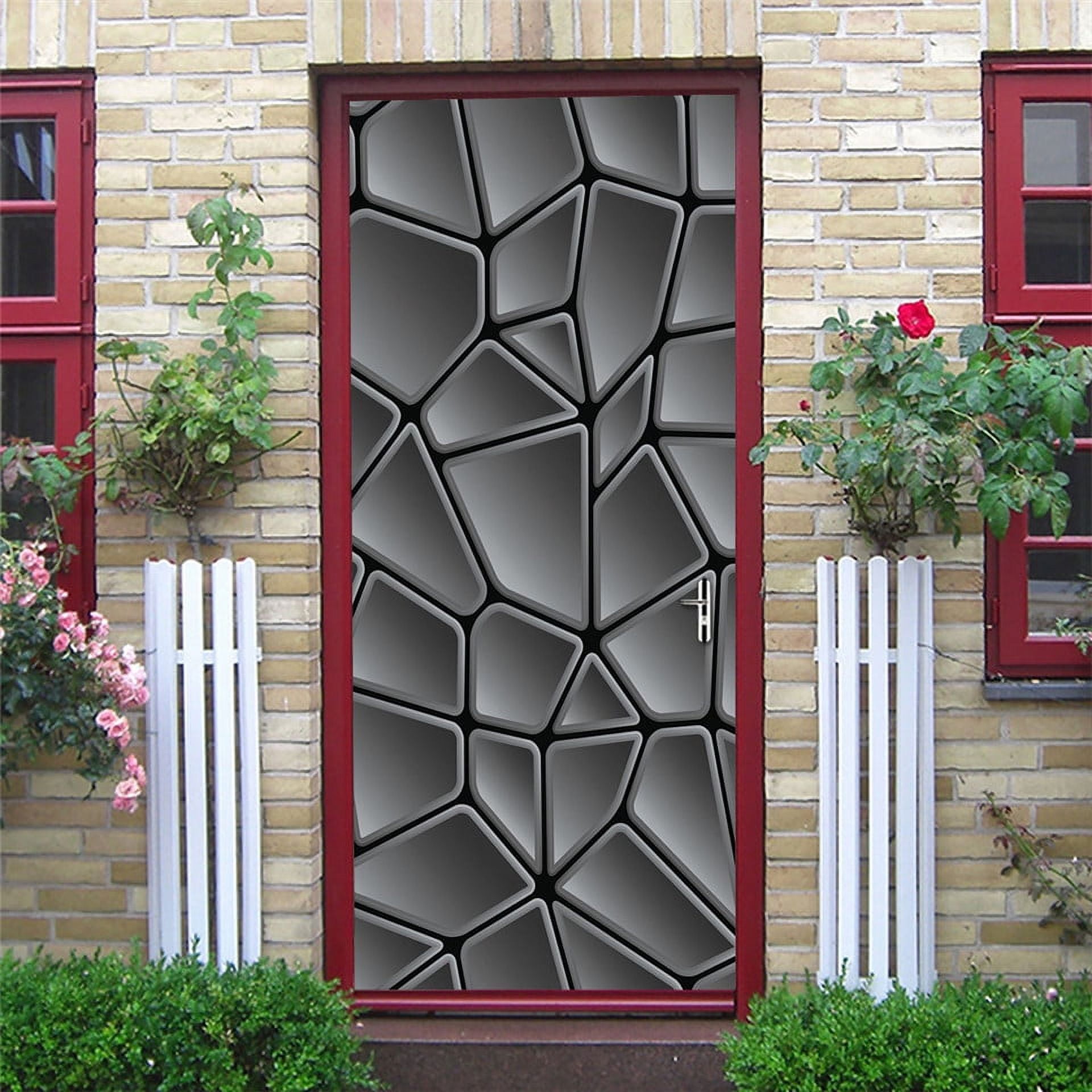 3D Door Sticker Forest Wall Mural Art Green Tree Drawbridge Wallpaper ...