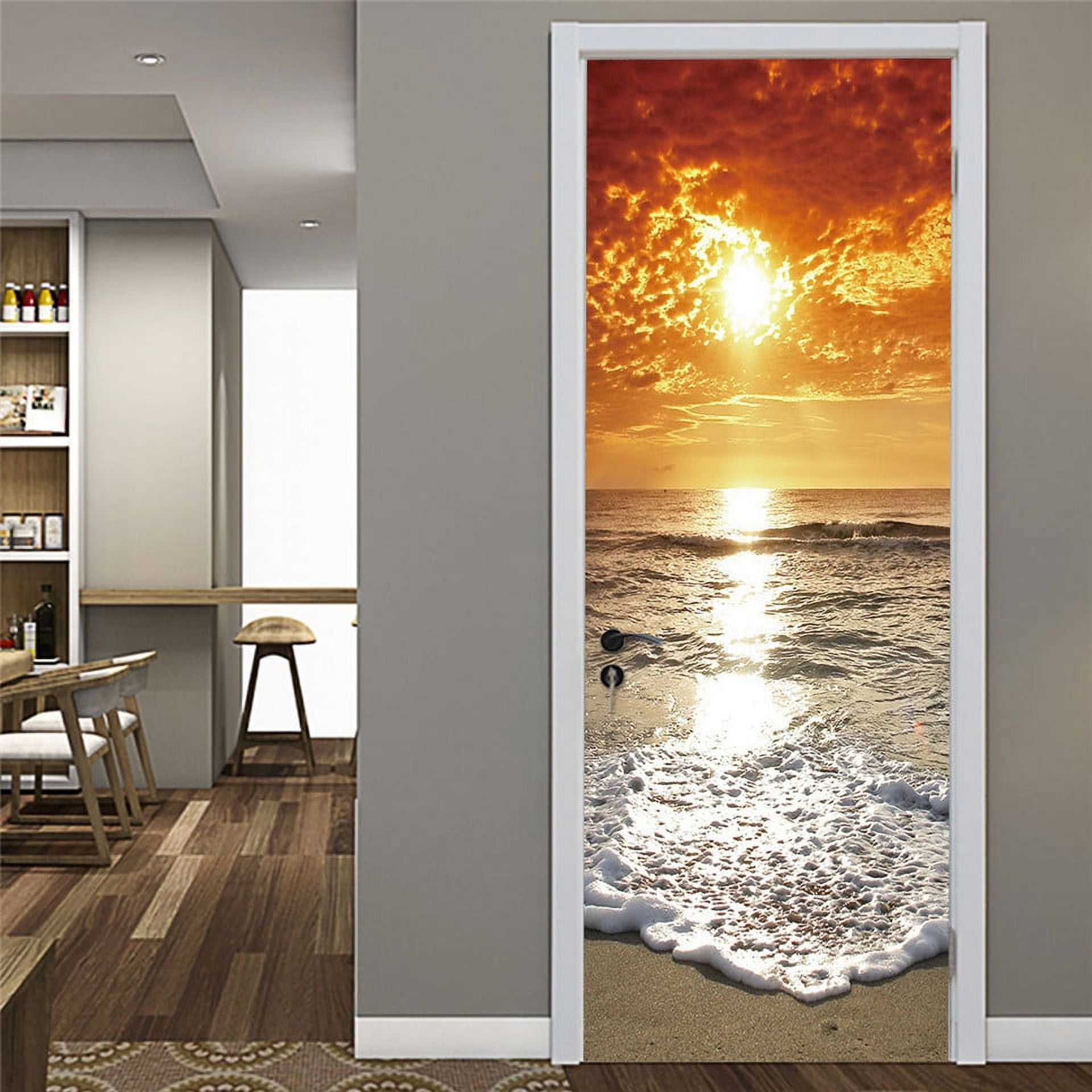 3D Door Sticker Forest Wall Mural Art Wood Waterproof Wallpaper Poster ...
