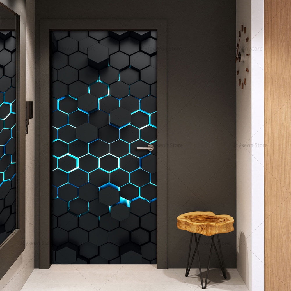 3D Door Sticker Illusion Artistic Line Sense Full Coverage Bedroom ...