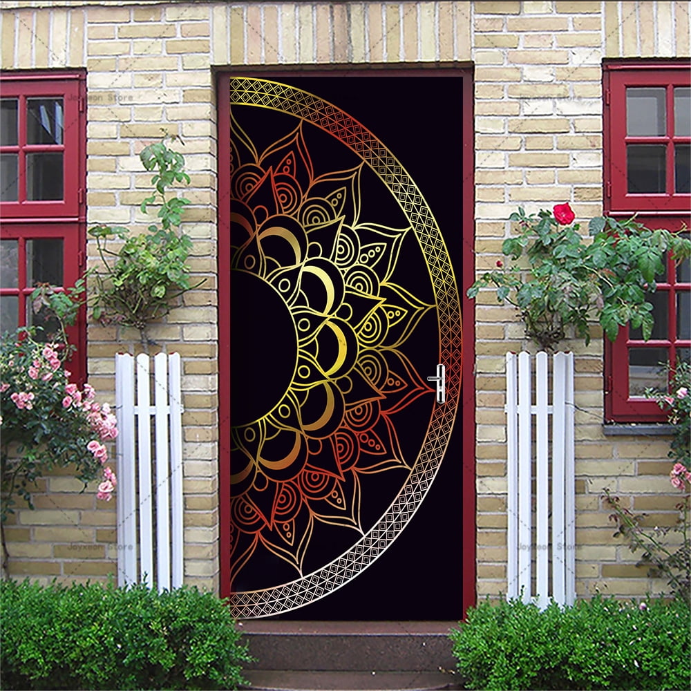3D Door Sticker Mandala Multi-style Poster and Wallpaper Vinyl PVC ...