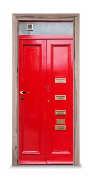 3D Door Sticker Red Gate Wall Sticker DIY Door Cover Kitchen Home ...