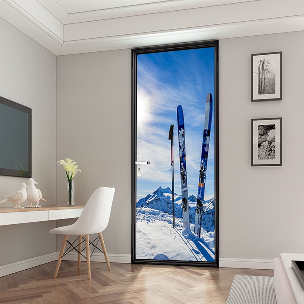 3D Door Sticker Sunlit Woods Door Poster Waterproof Door Mural ...