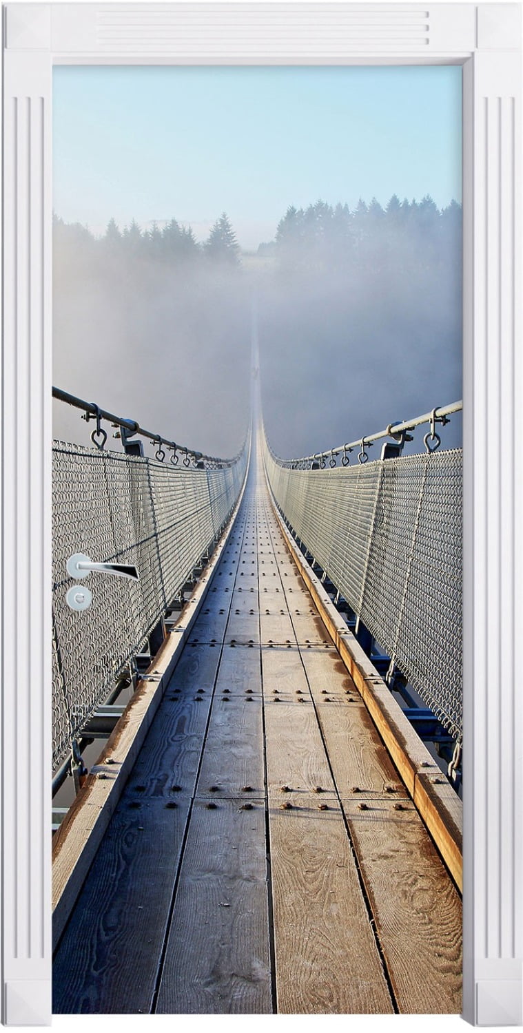 3D Door Sticker Suspension Bridge Wall Mural Art Wallpaper Door ...