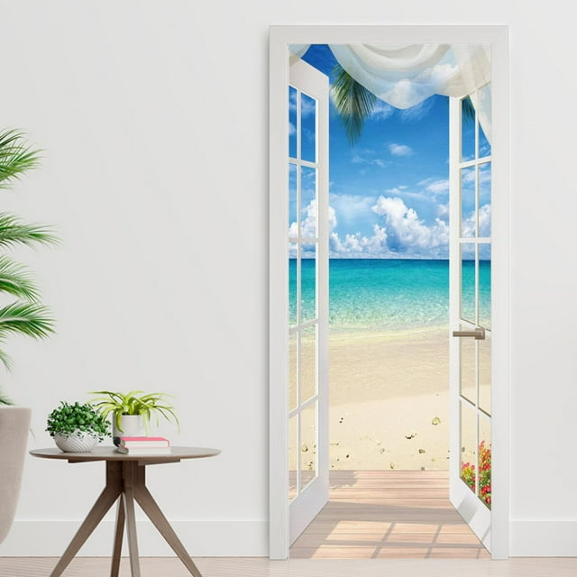 3D Door Sticker Wallpaper Murals Peel and Stick Removable PVC Decals ...