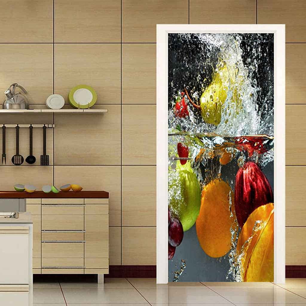 3D Door Stickers Colorful Fruit Candy Door Poster Wall Art Mural Decals ...