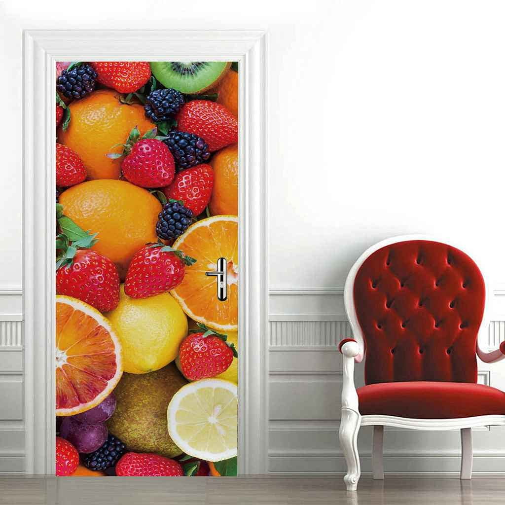 3D Door Stickers Colorful Fruit Candy Door Poster Wall Art Mural Decals ...