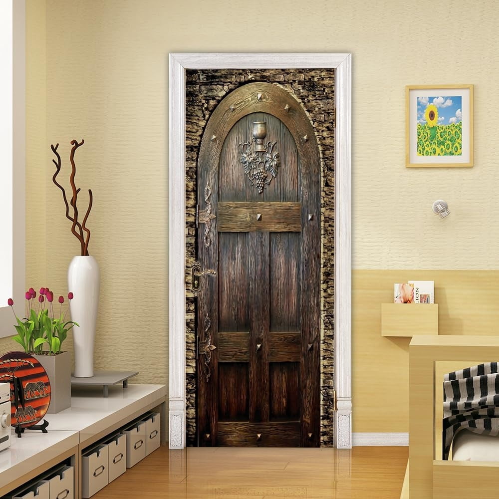 3D Door Stickers Murals Peel and Stick DIY Door Wallpaper Removable PVC ...