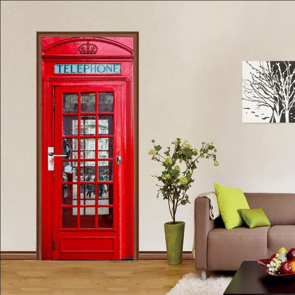 3D Door Stickers Murals - Telephone Booth - Peel & Stick Wallpaper ...