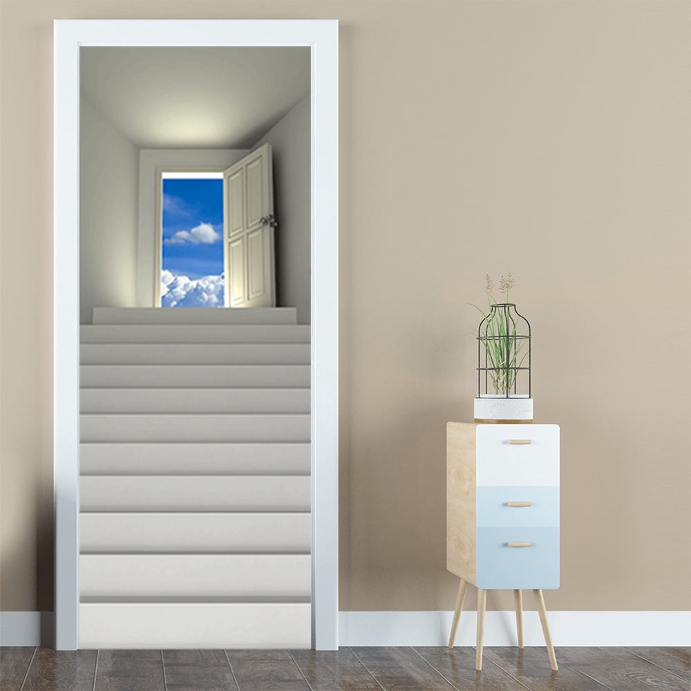 3D Door Stickers for Interior Doors A Stairway to Blue Sky Abstract Art ...