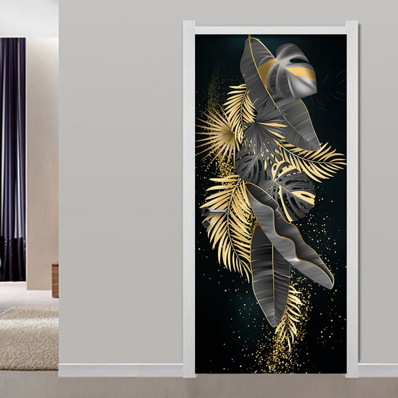 3D Door ration Wallpaper Golden Banana Leaf Modern Design PVC Self ...