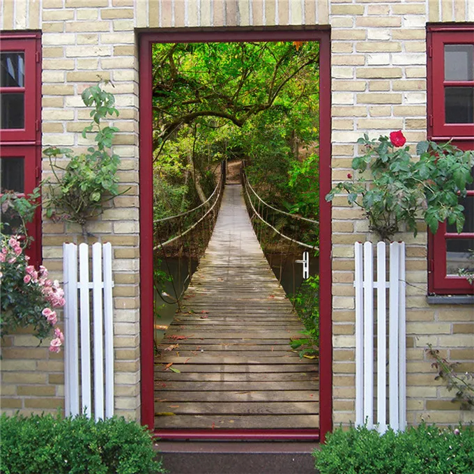 3D Door ration Wallpaper Modern Design Door Sticker Self-adhesive ...