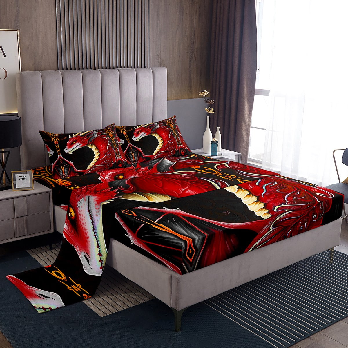 3D Dragon Bed Sheets Set Full Vintage Gothic Sheet Set,Women's Gothic ...