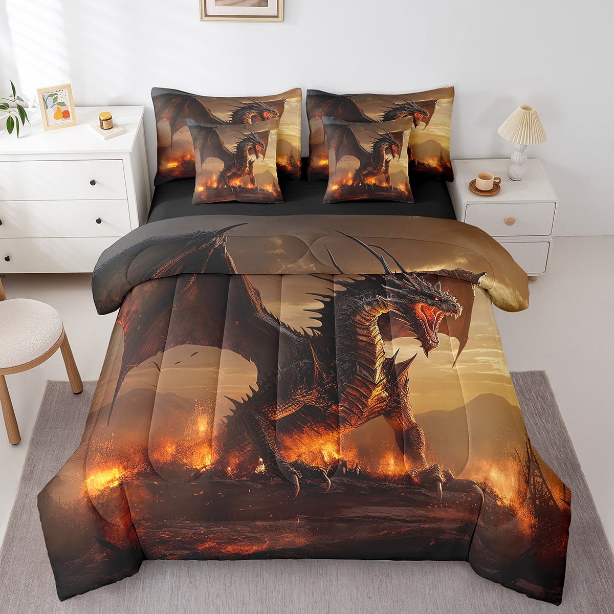 3D Dragon Comforter Set Dragon Bedding Comforter Sets, Magic Animal Bed ...