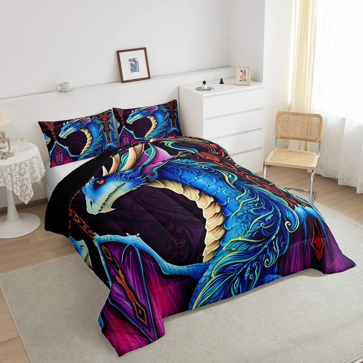 3D Dragon Comforter Set Full Vintage Gothic Bedding Set,Women's Gothic ...