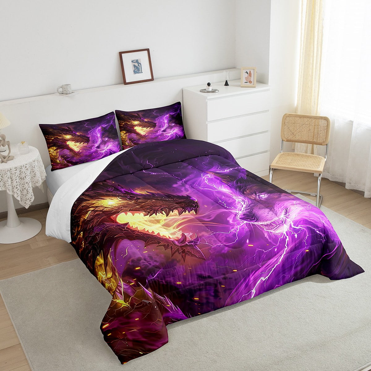 3D Dragon Comforter Set Full Wild Wolf Bedding Sets ,Vintage Gothic ...