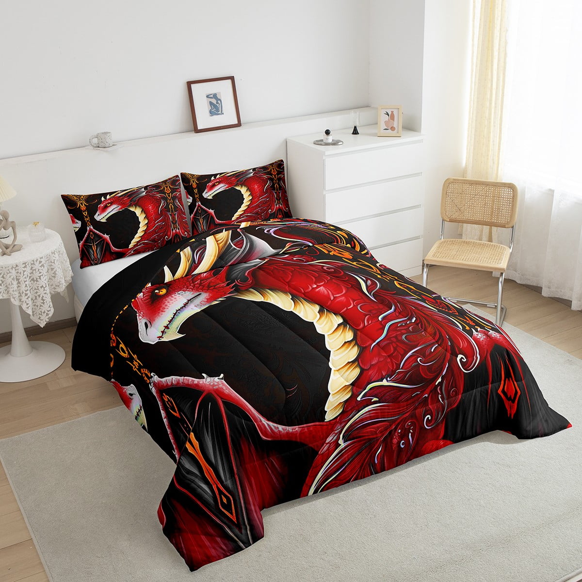 3D Dragon Comforter Set Twin Vintage Gothic Bedding Set,Women's Gothic ...