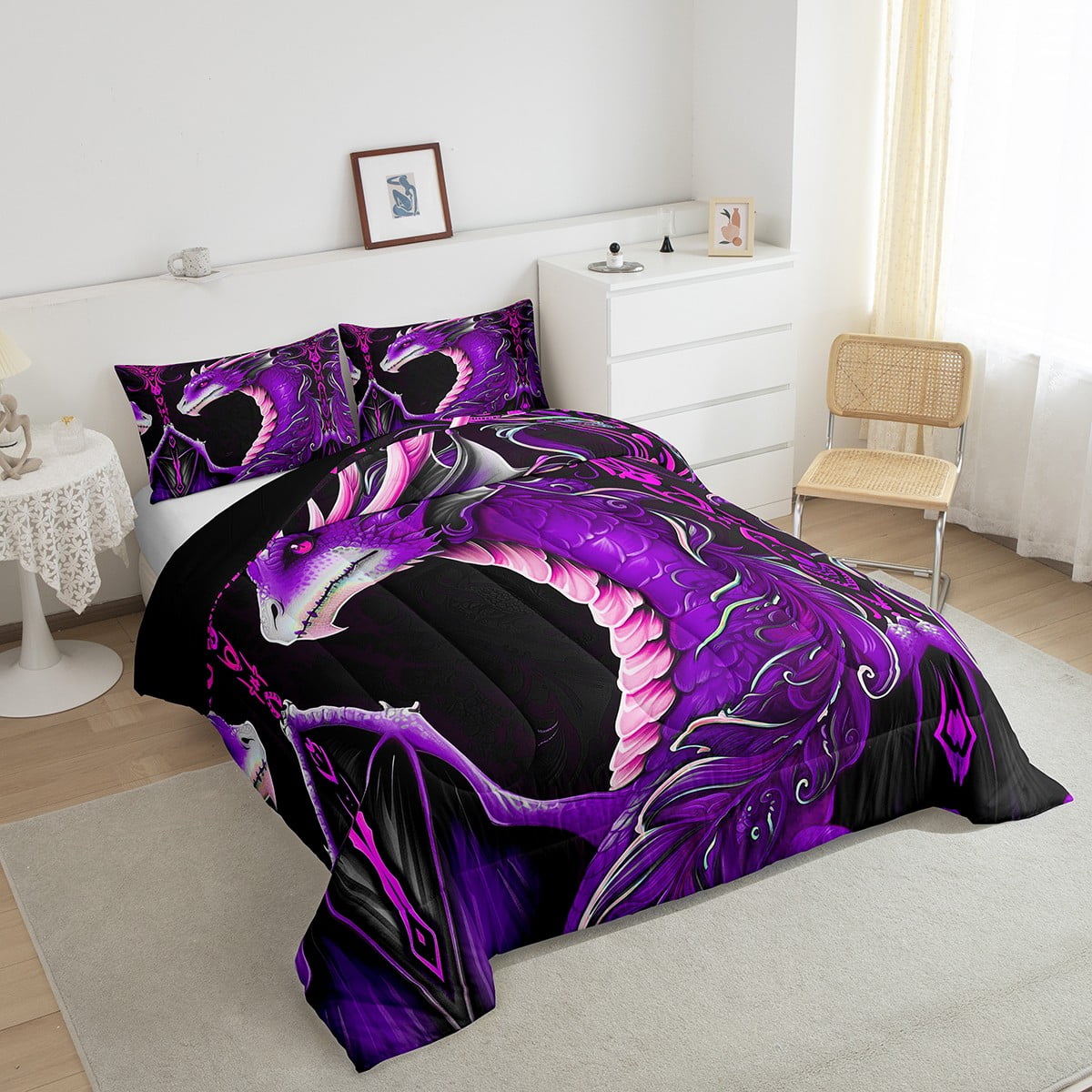 3D Dragon Comforter Set Twin Vintage Gothic Bedding Set,Women's Gothic ...