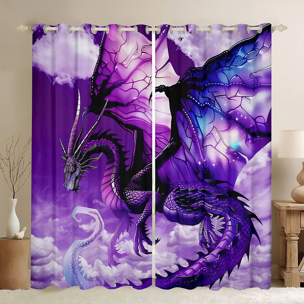 3D Dragon Curtains & Drapes Fantasy Dragon Wings 30%-50% Blackout ...