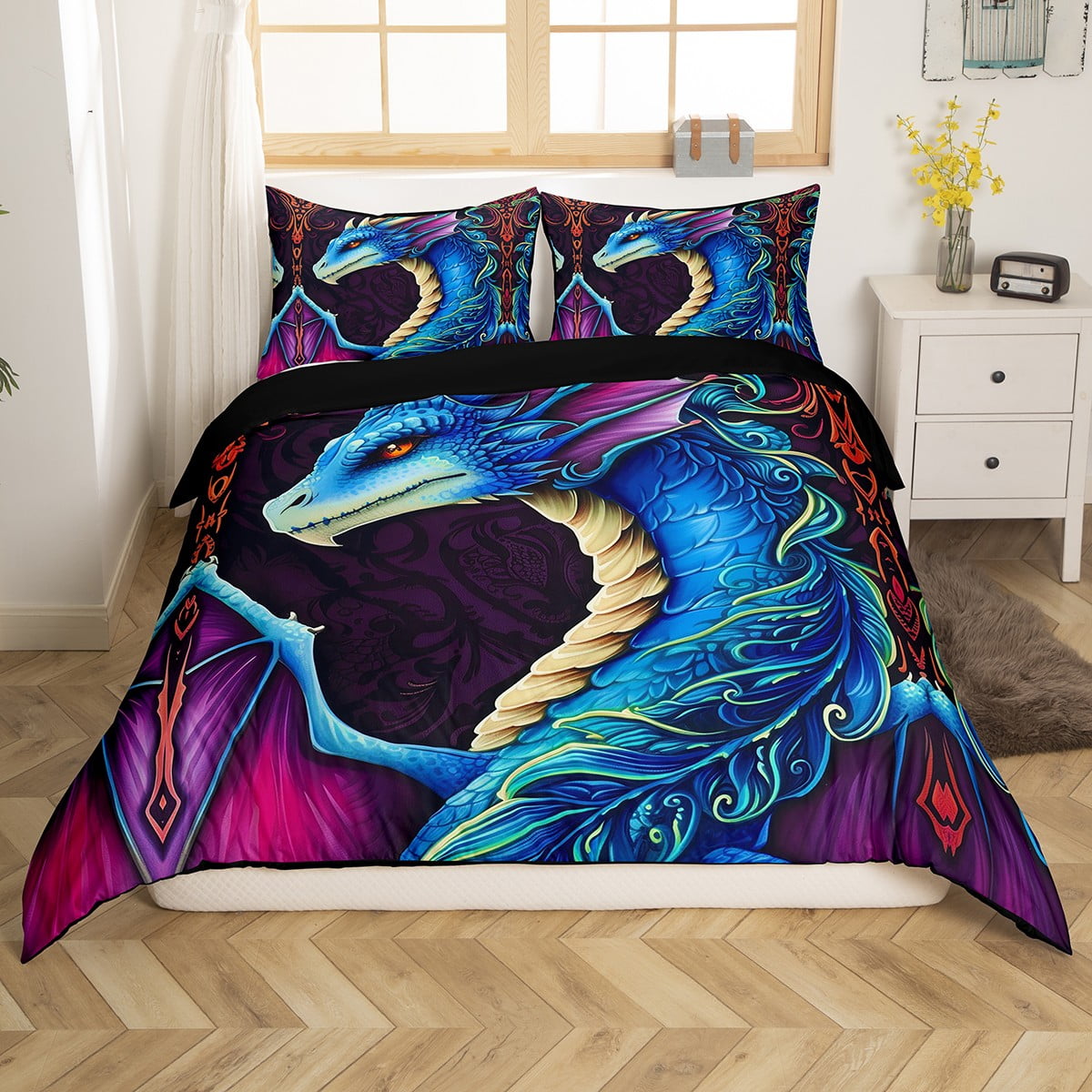 3D Dragon Duvet Cover King Vintage Gothic Bedding Set,Women's Gothic ...