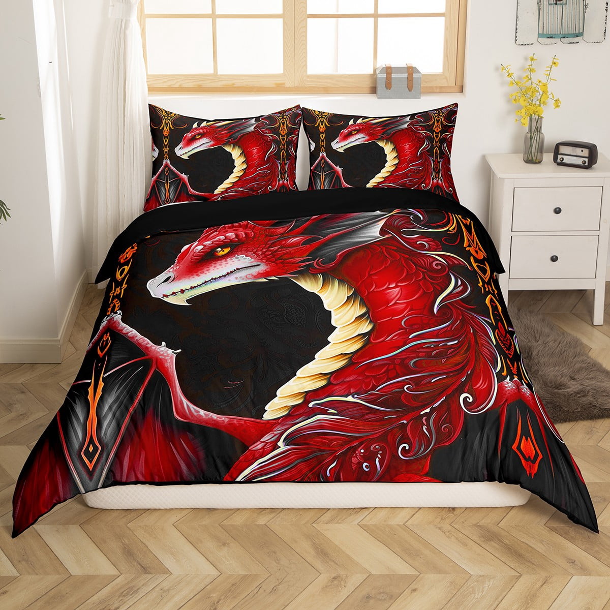 3D Dragon Duvet Cover King Vintage Gothic Bedding Set,Women's Gothic ...