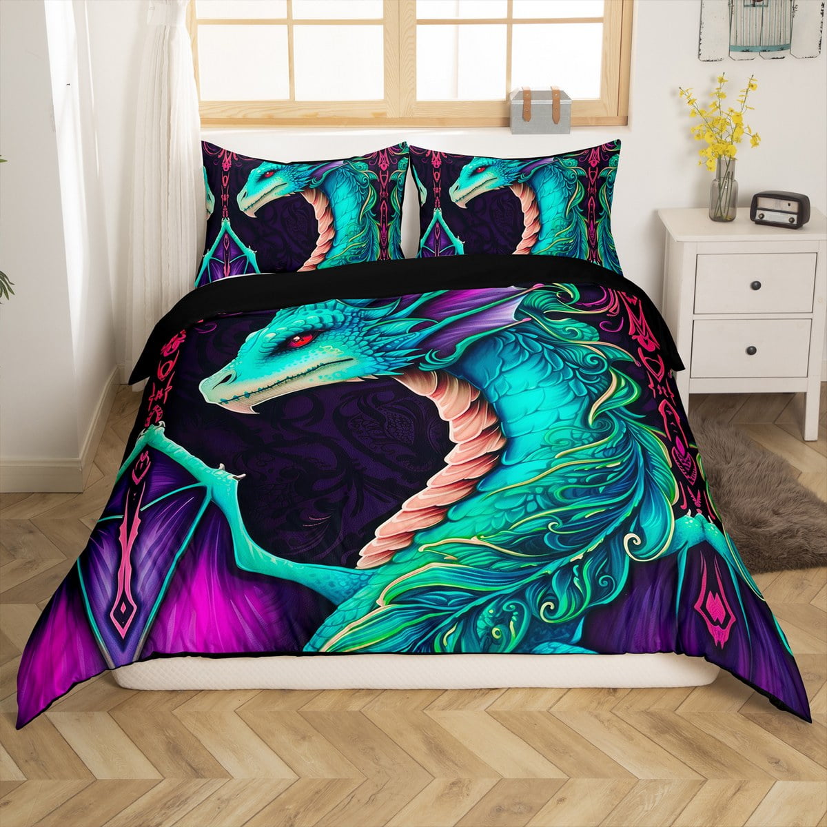 3D Dragon Duvet Cover Queen Vintage Gothic Bedding Set,Women's Gothic ...