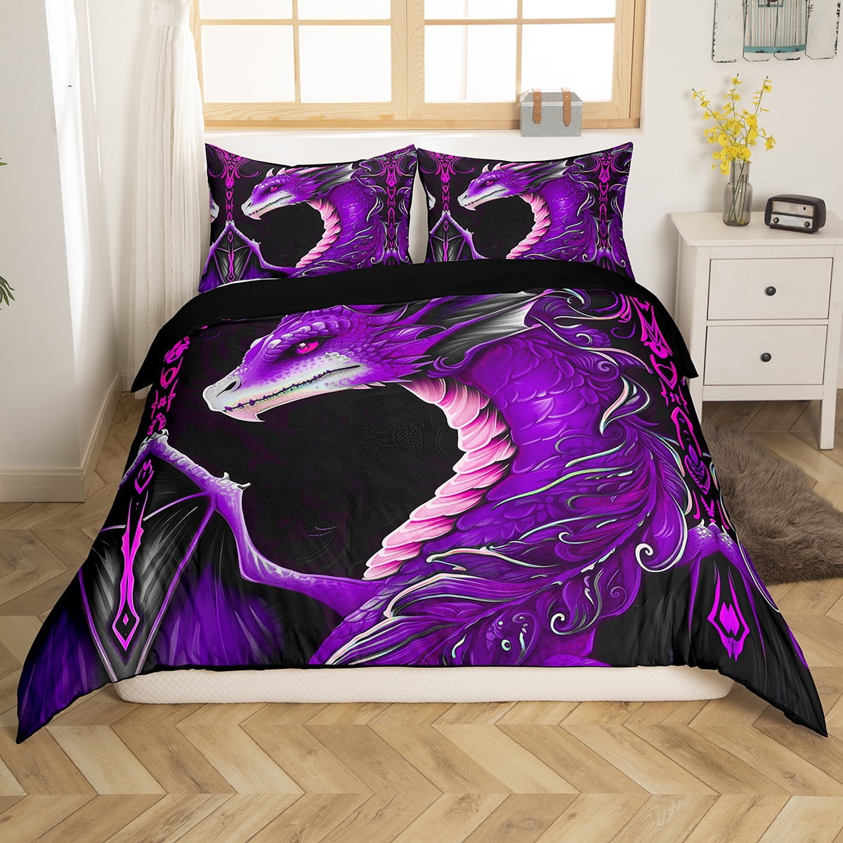 3D Dragon Duvet Cover Twin Vintage Gothic Bedding Set,Women's Gothic ...