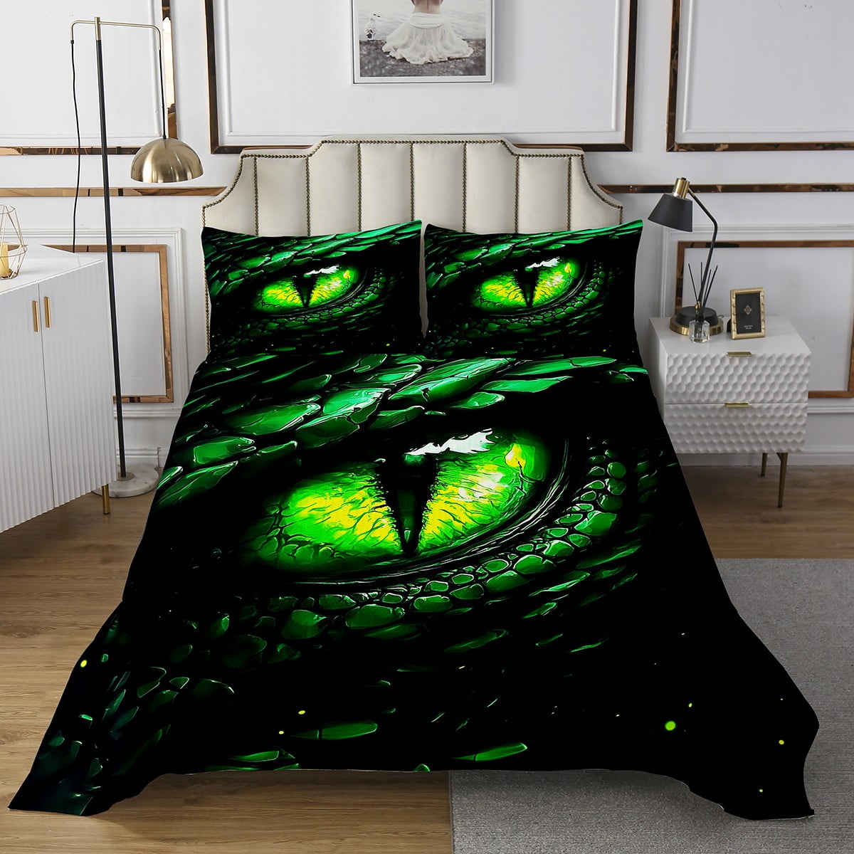 3D Dragon Eye Bedding Set King Size,Western Animals Bedspread 3Pcs Men ...