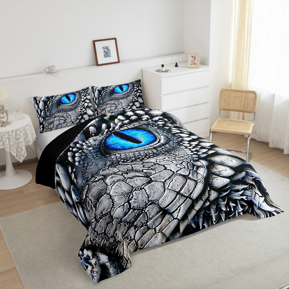 3D Dragon Eye Comforter Set Full,Antique Dragon Quilt Gothic Bedding ...