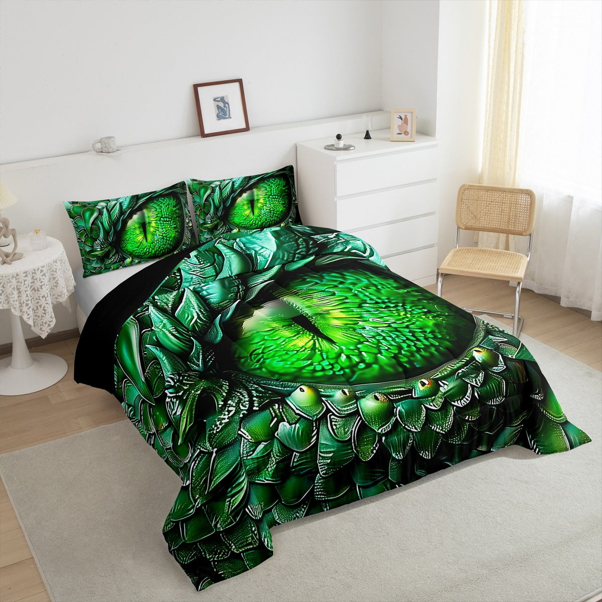 3D Dragon Eye Comforter Set King,Antique Dragon Quilt Gothic Bedding ...