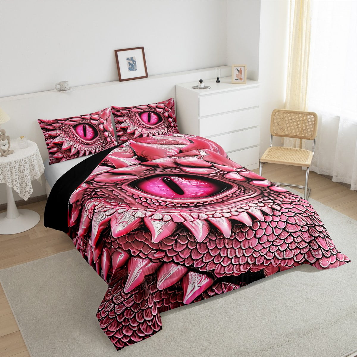 3D Dragon Eye Comforter Set King,Antique Dragon Quilt Gothic Bedding ...