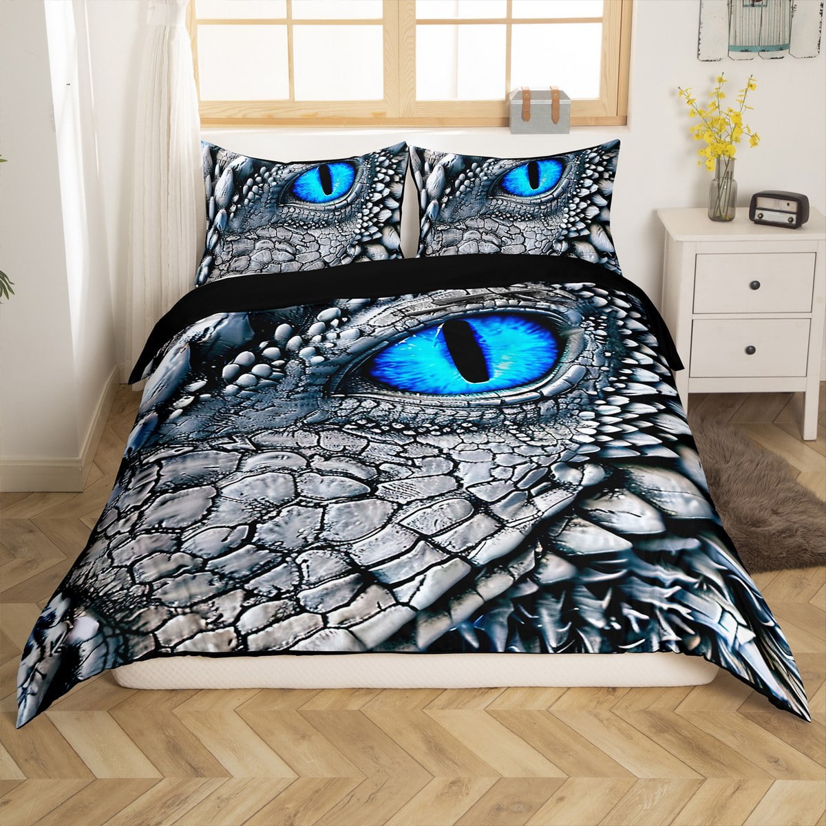 3D Dragon Eye Duvet Cover Full,Antique Dragon Comforter Cover Gothic ...