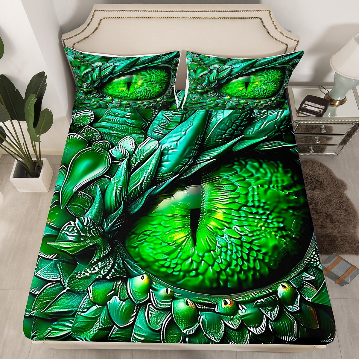 3D Dragon Eye Fitted Sheet Full,Antique Dragon Bedding Set Gothic Bed ...