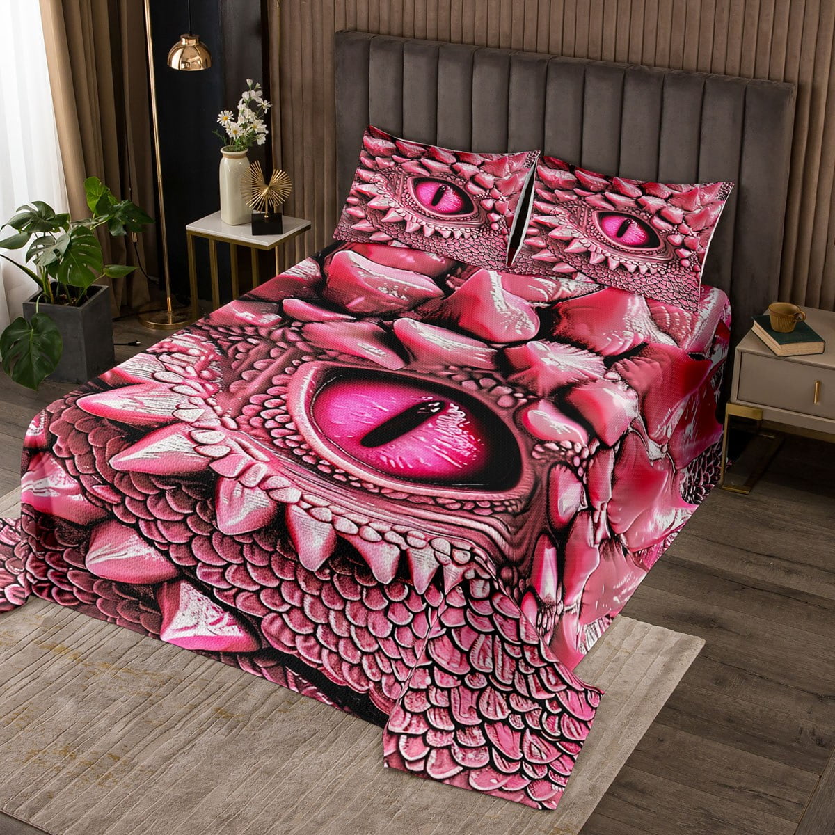 3D Dragon Eye Quilt Set Vintage Dragon Queen Bedspread Set,Gothic ...