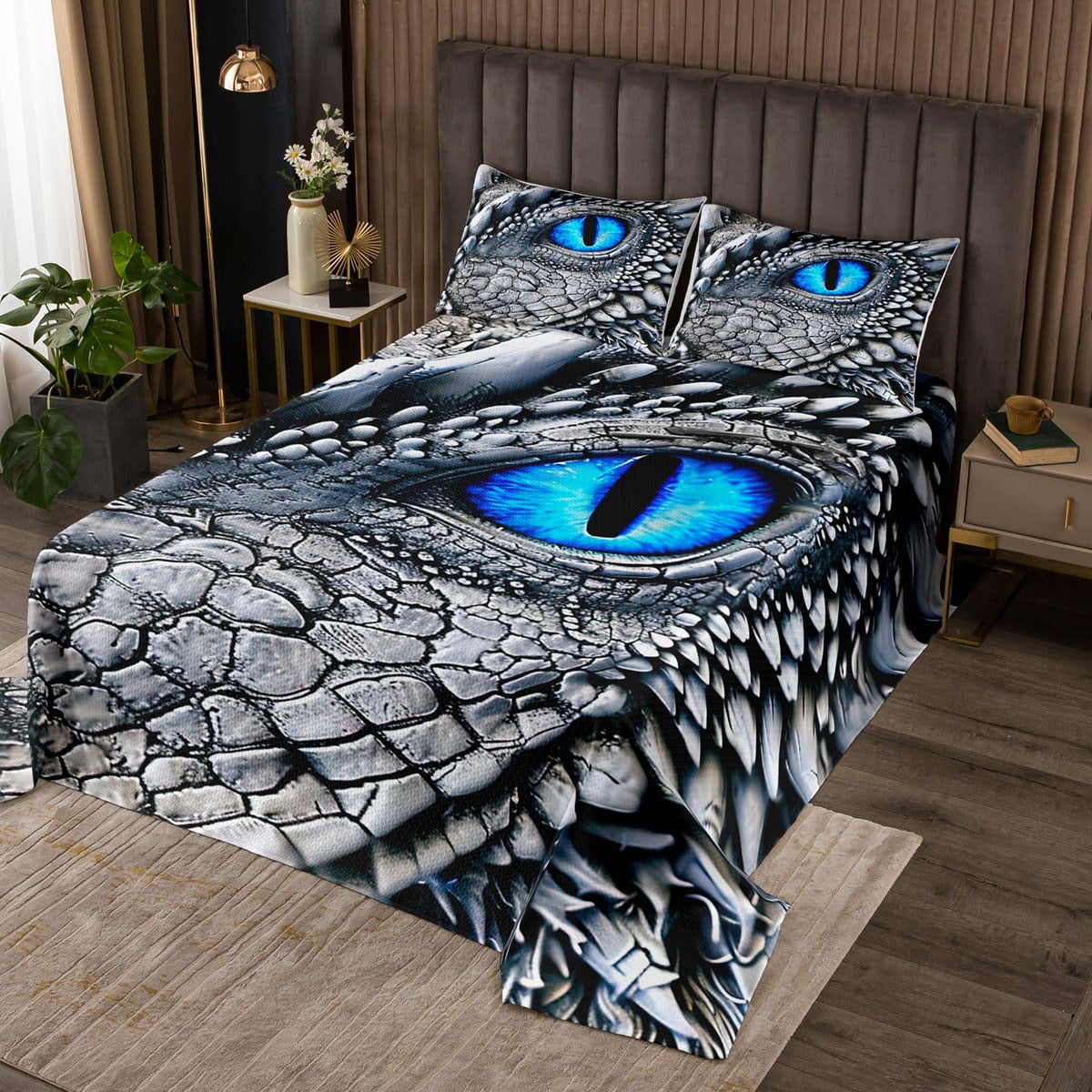 3D Dragon Eye Quilt Set Vintage Dragon Queen Bedspread Set ,Gothic ...