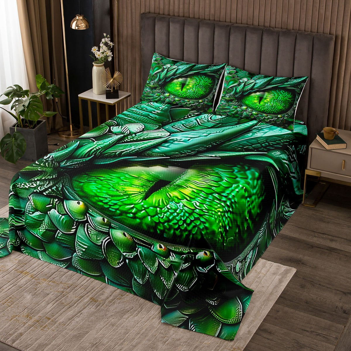 3D Dragon Eye Quilt Set Vintage Dragon Queen Bedspread Set,Gothic ...