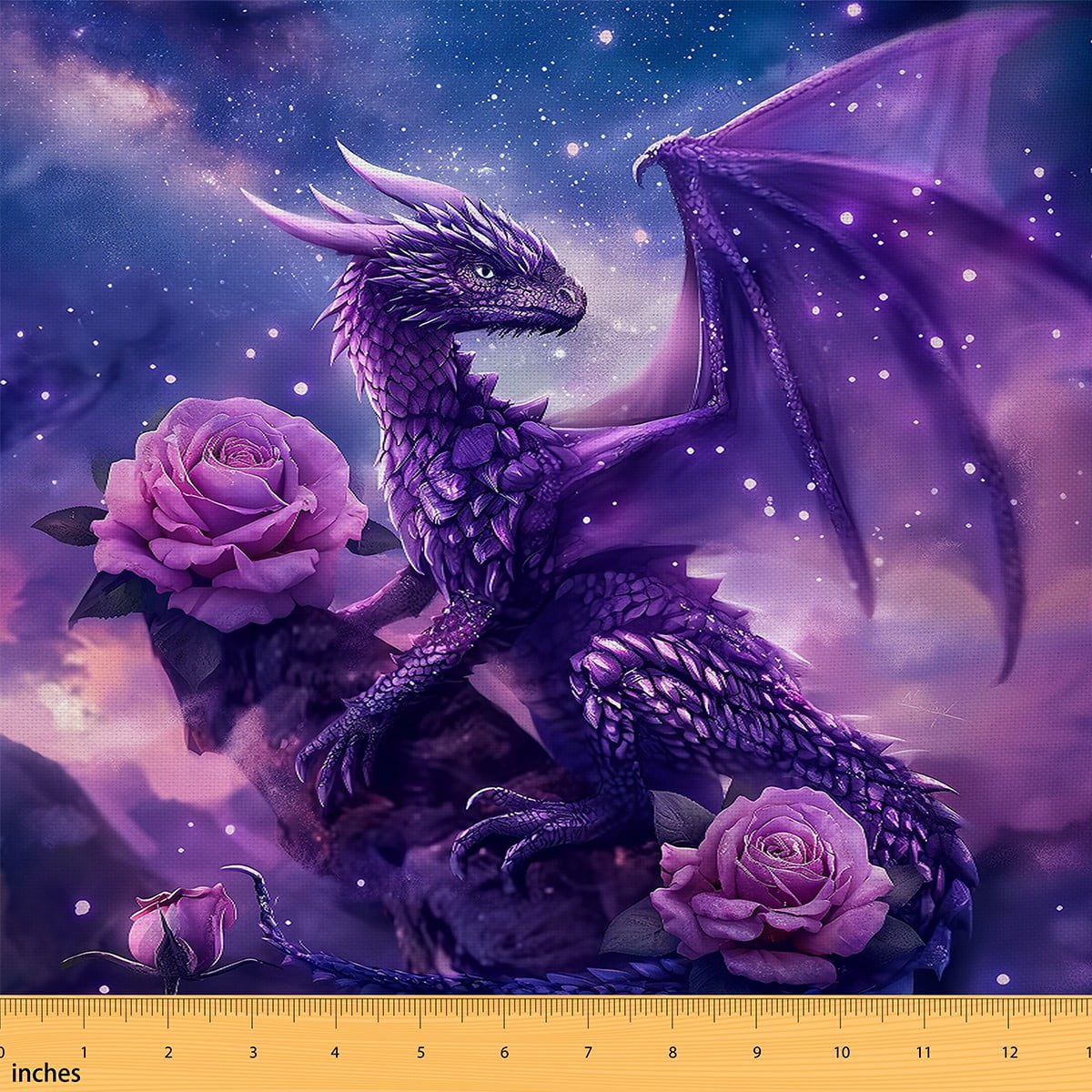 3D Dragon Fabric By The Yard,Fantasy Dragon Upholstery Fabric,Purple ...