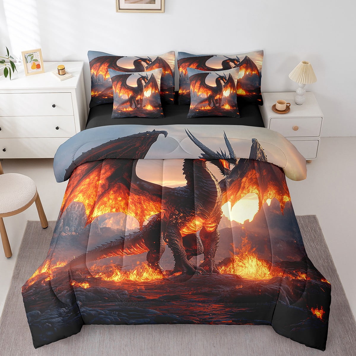 3D Dragon Queen Size Comforter Set Kids Dragon Bedding Comforter Sets ...