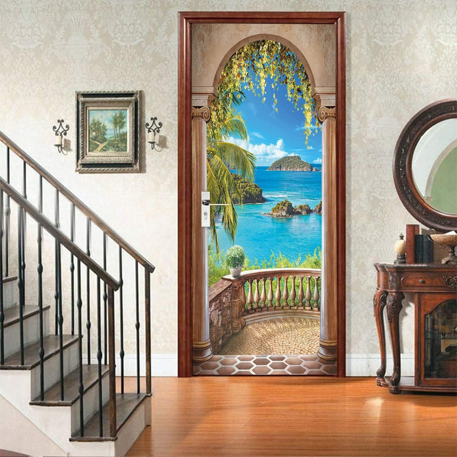 3D Drawbridge Door Stickers Peel and Stick Removable Door Wallpaper ...